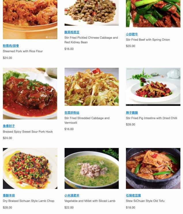 Menu at Wang Jia Wei restaurant, Auckland