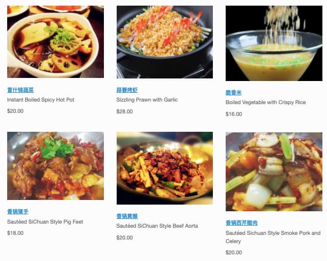 Menu at Wang Jia Wei restaurant, Auckland