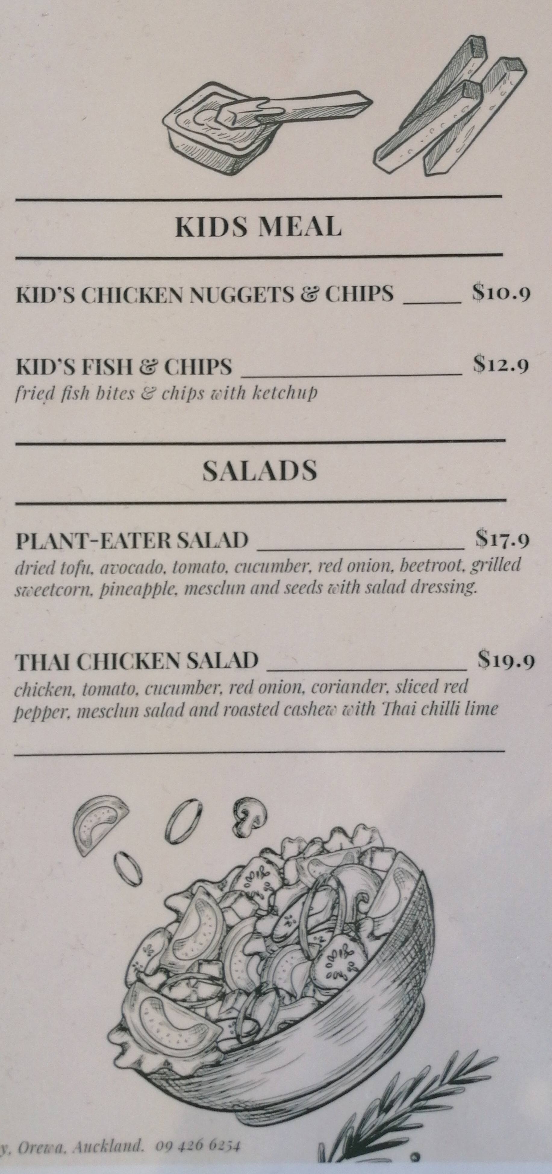 Menu at Creole's Bar & Cafe, Auckland