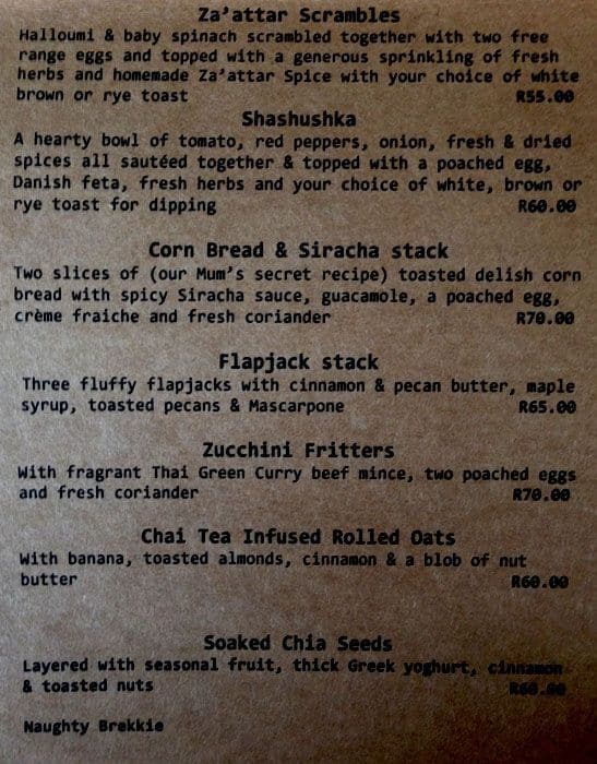 Menu at Delish Sisters fast food, Dolphin Coast