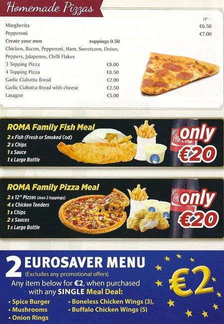 The Roma Menu, Menu for The Roma, Ballyfermot, Dublin - Zomato Ireland