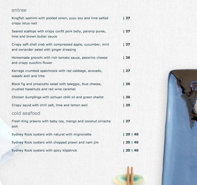 Menu at Summer Salt Restaurant, Cronulla, 66 Mitchell Rd