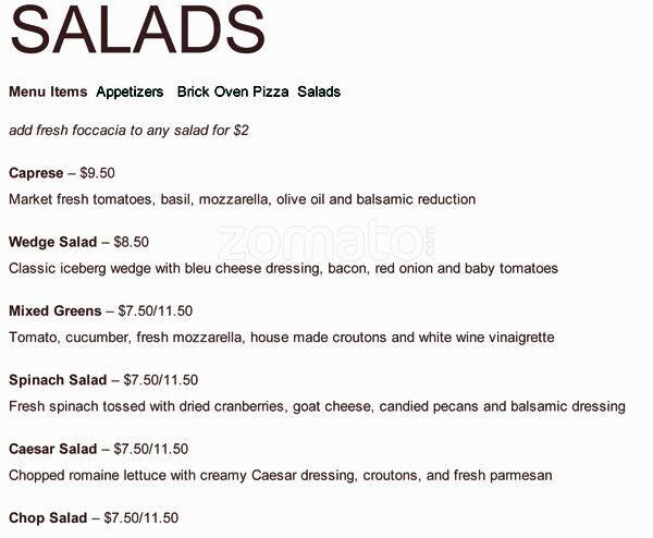 Menu at The Alibi Room Greenwood pizzeria, Seattle, Holman Rd N