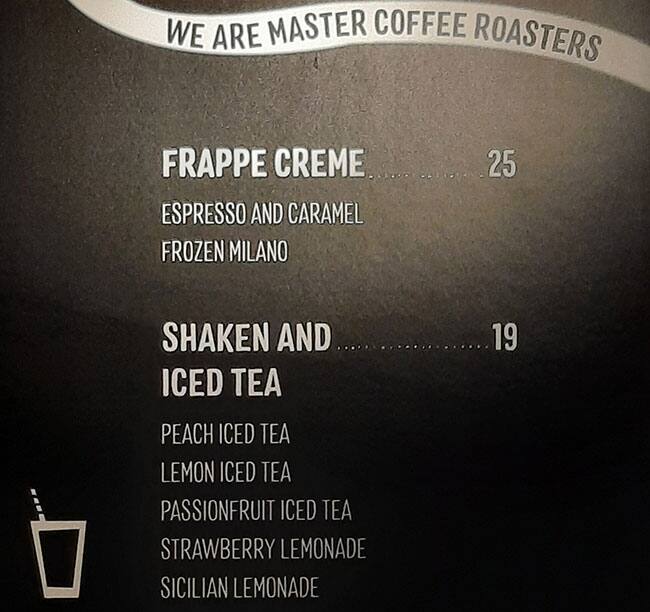 Menu at Caffè Nero cafe, Ras Al-Khaimah, Al Hamra Mall