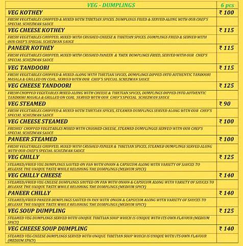 Menu of Dumpling Delights, Matunga East, Mumbai