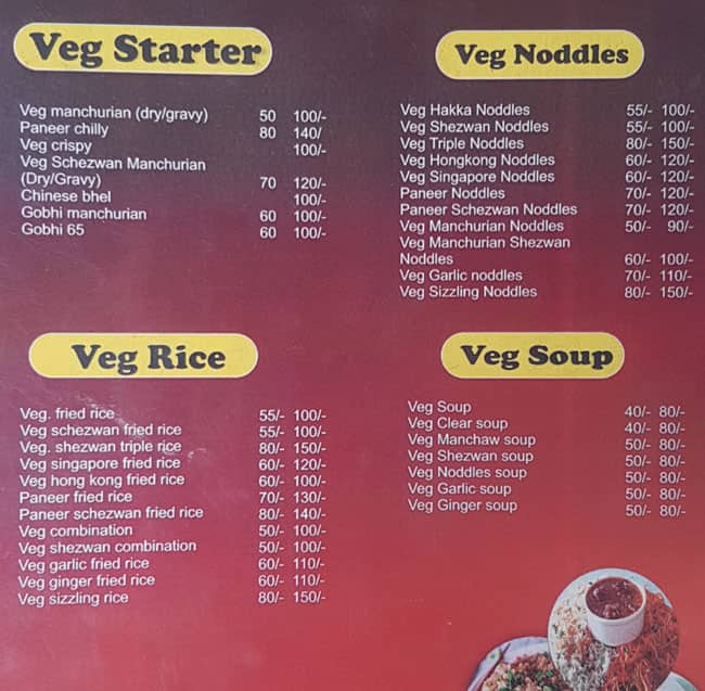 Menu of A1 Chinese Corner, Badlapur, Thane