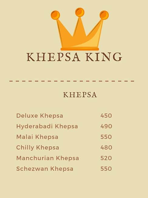 Menu of Khepsa King, Mumbai Central, Mumbai