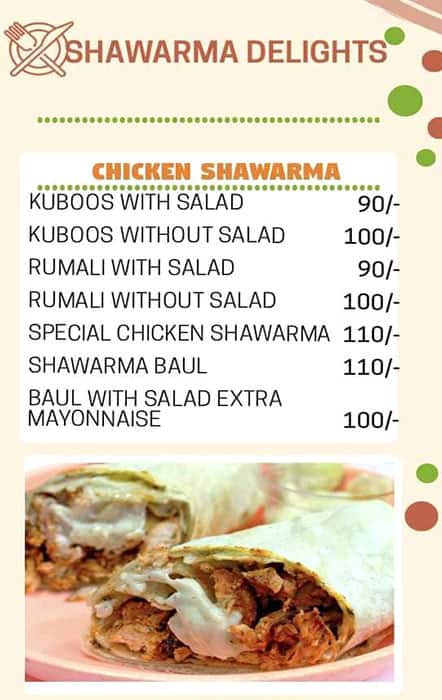 Menu of Shawarma Delights, Balanagar, Hyderabad