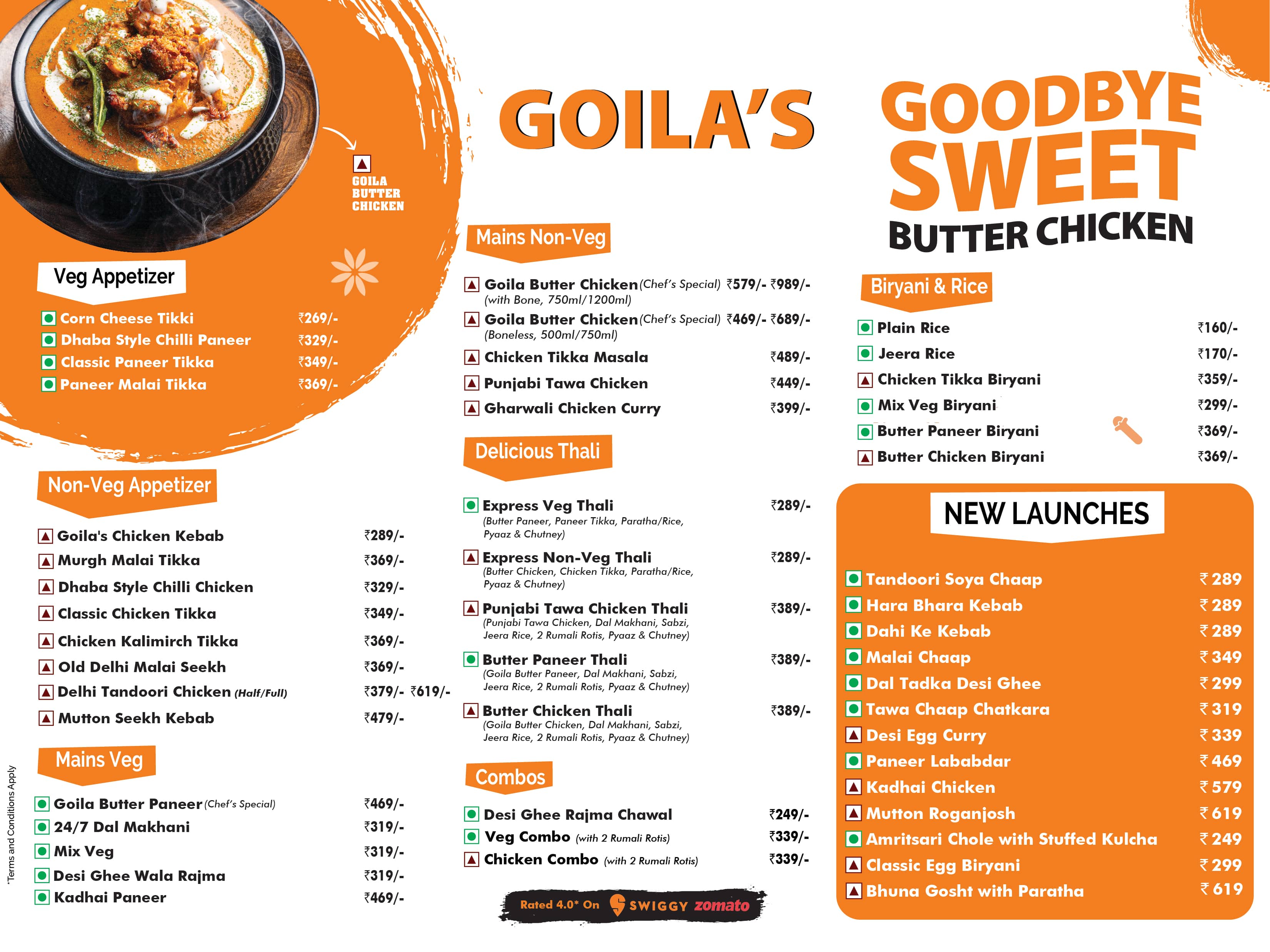 Menu of Goila Butter Chicken, Gaur City 1, Greater Noida