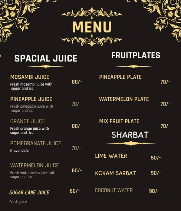 Menu of Roshni Natural Juice, Chinchwad, Pune