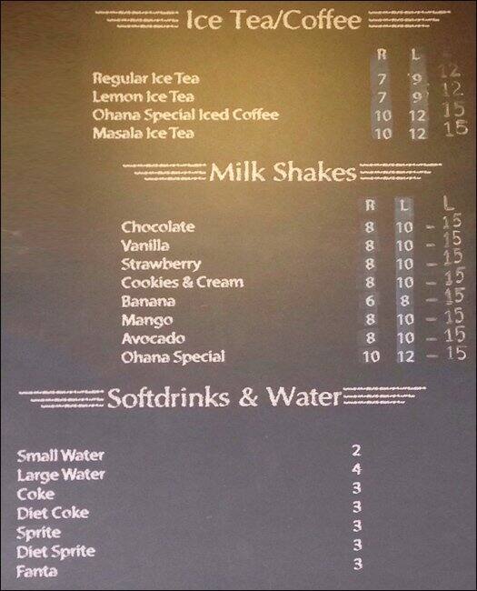 Menu at Ohana Moto Cafe, Abu Dhabi