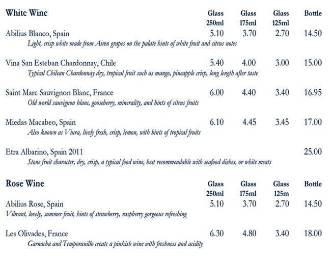 Menu at Old George pub & bar, London, 379 Bethnal Green Road