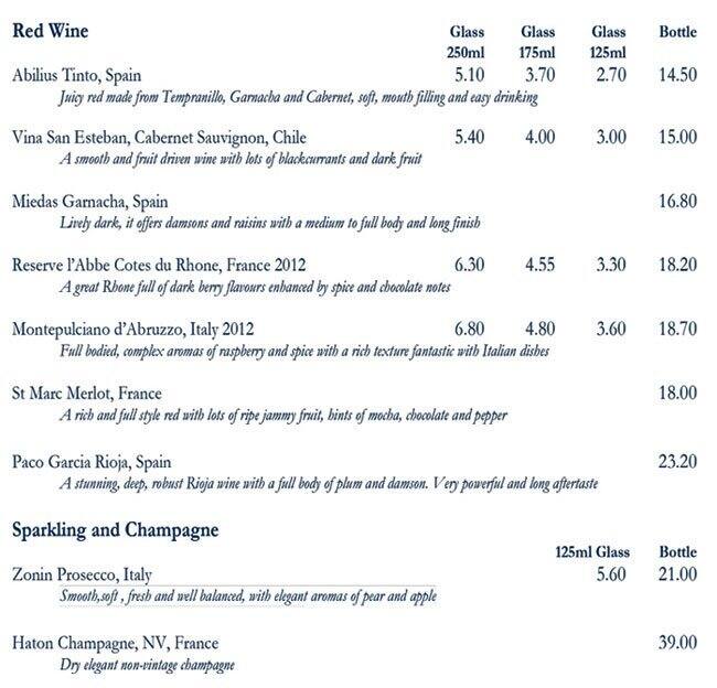 Menu at Old George pub & bar, London, 379 Bethnal Green Road