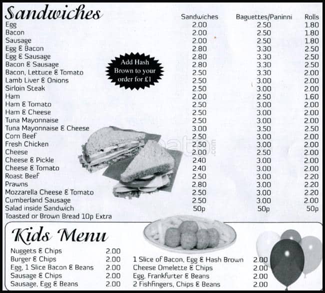 Menu at Koffi Pot cafe, Welling