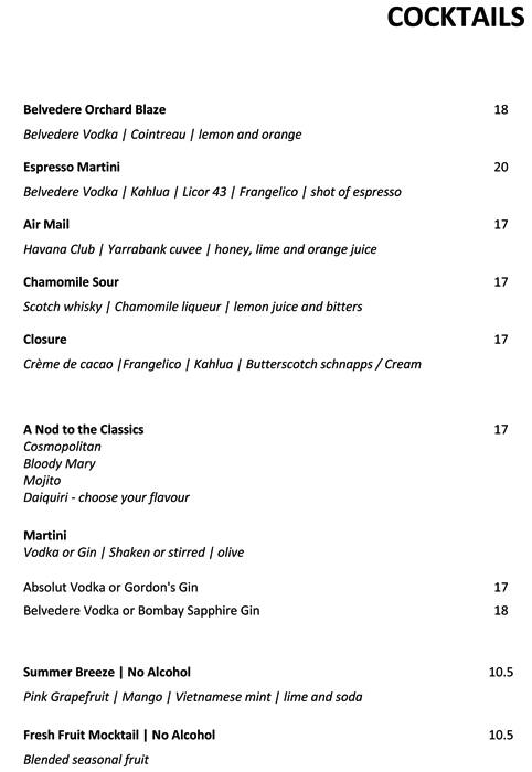 Menu at Elwood Bathers restaurant, Elwood, 15 Elwood Foreshore