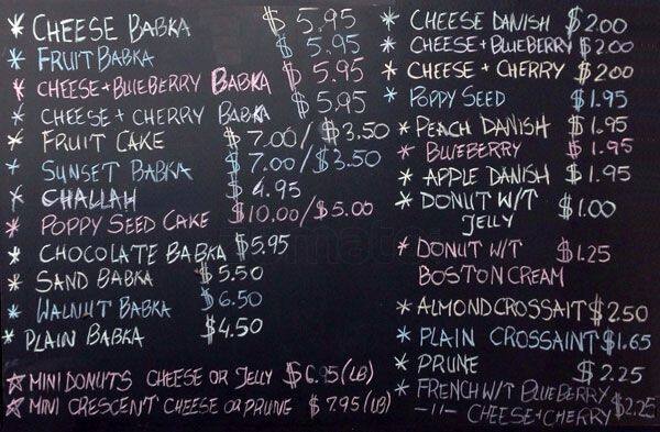Menu at Old Poland Bakery, New York City, 926 Manhattan Ave
