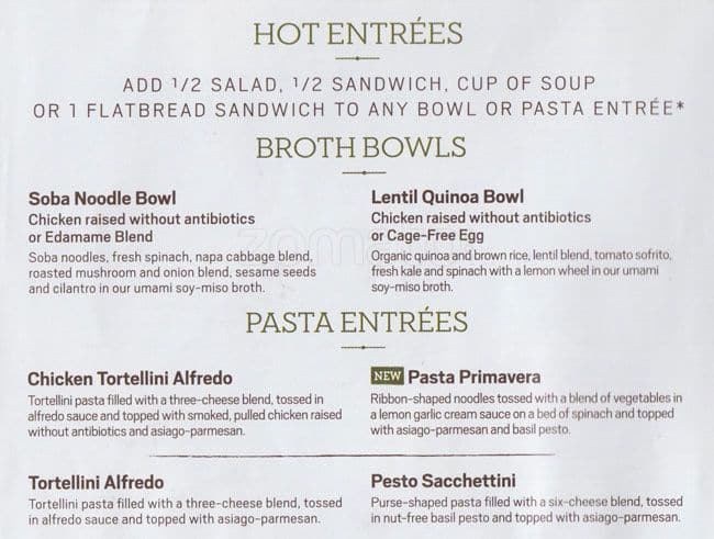Menu at Panera Bread cafe, West New York, 330 5th Ave