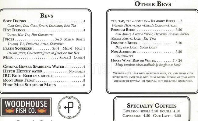 Menu at Buck's restaurant, Woodside, Woodside Rd