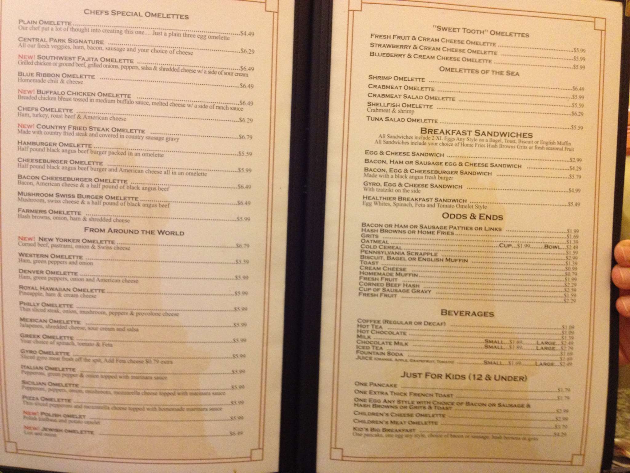 Menu at Central Park Family Restaurant, New Port Richey