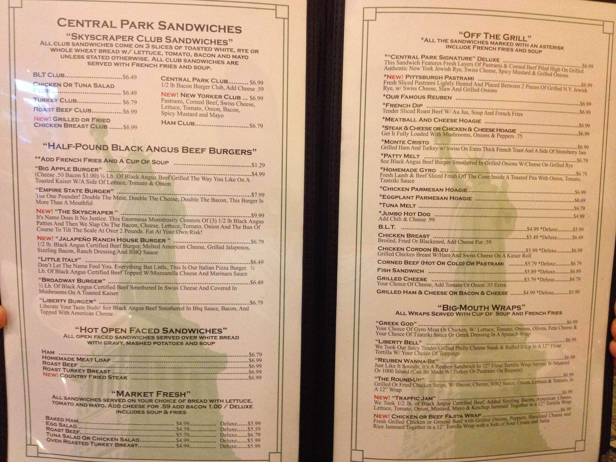 Menu at Central Park Family Restaurant, New Port Richey
