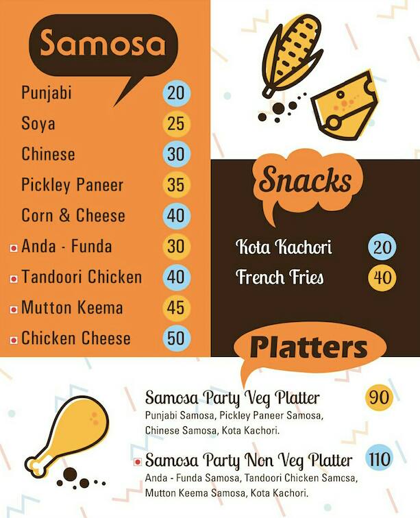 Samosa Party Menu, Menu for Samosa Party, Jeevan Bhima Nagar, Bangalore ...