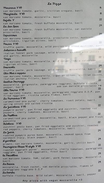 Menu at Classe 90 Pizzeria, Keilor East