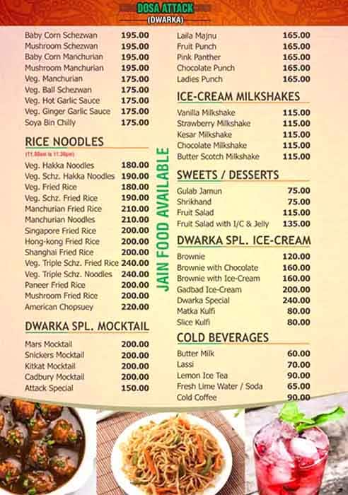 Menu of Dwarka - Global Veg Cuisines, Vashi, Navi Mumbai