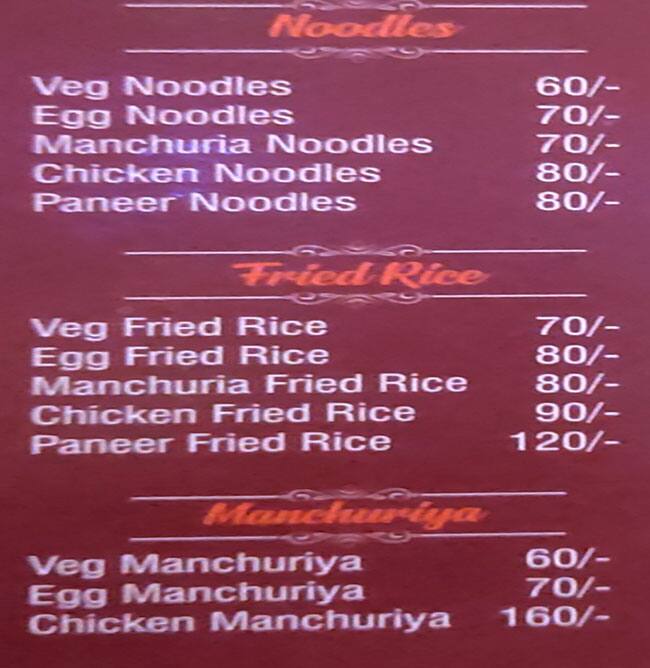 Menu at 786 Biriyani and fast food, Vijayawada