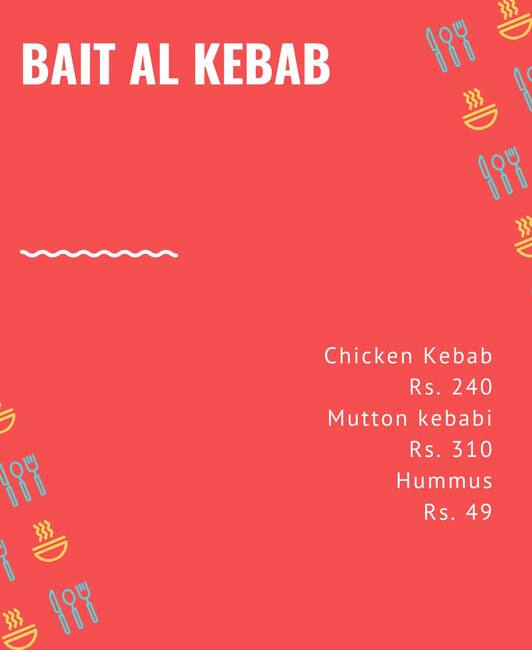 Menu of Bait Al Kebab, Ambalamukku, Trivandrum