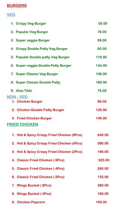 Menu of The Sandwich House, Whitefield, Bangalore
