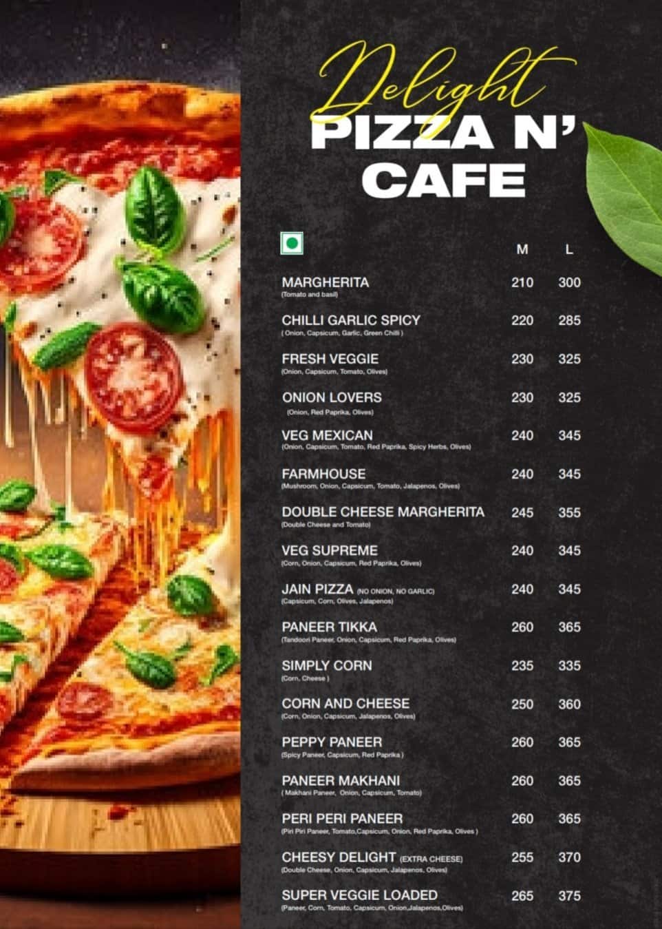 Menu of Delight Pizza N' Cafe, Chinchwad, Pune
