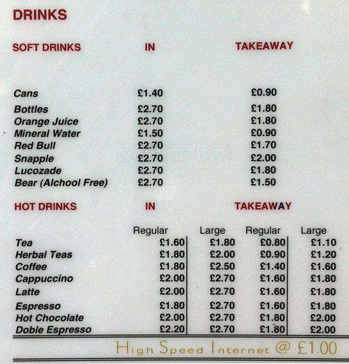 Menu at Chelsea Deli cafe, London, 44 Craven Road