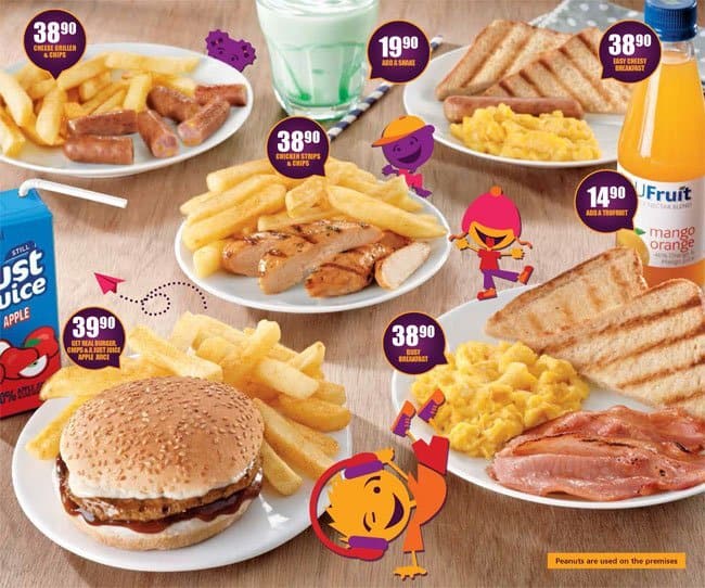 Menu at Steers, Durban, 2nd Floor