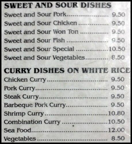 Menu at Wing Hing fast food, Hamilton