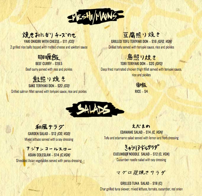 Menu at Ichi Ni restaurant, Saint Kilda