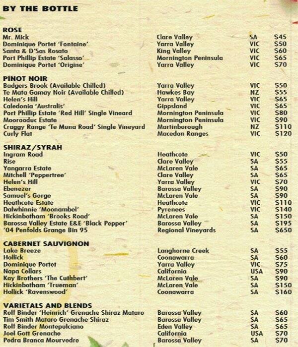 Menu at Ichi Ni restaurant, Saint Kilda