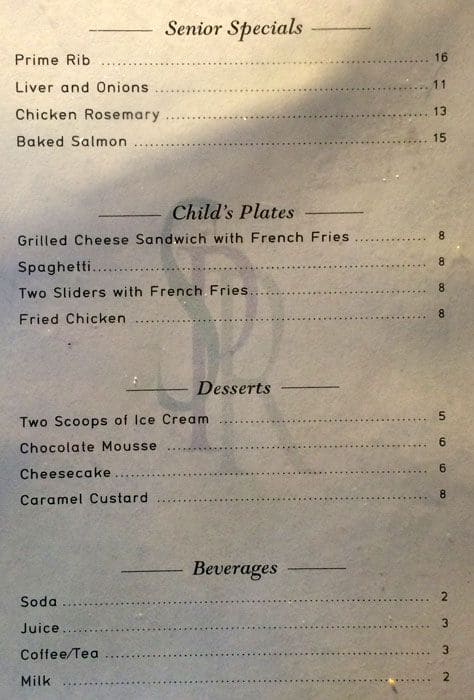 Menu at Sharp Park Restaurant, Pacifica, Francisco Blvd