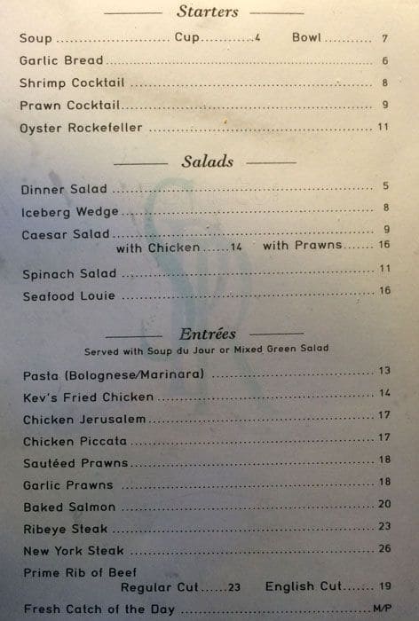 Menu at Sharp Park Restaurant, Pacifica, Francisco Blvd