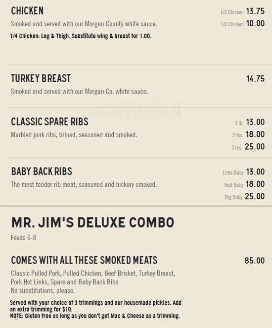 Menu at Jim 'N Nick's Bar-B-Q, Smyrna, S Cobb Dr