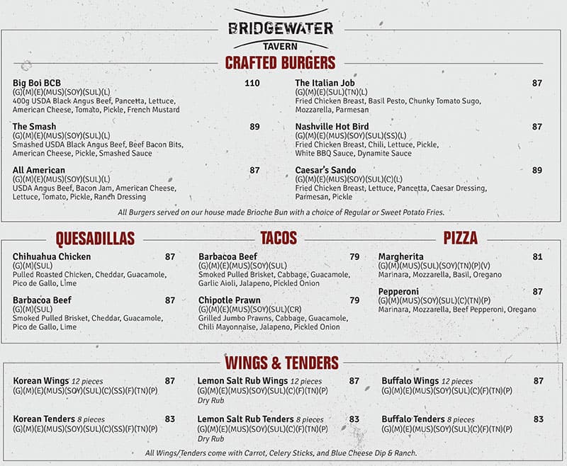 Menu of Bridgewater Tavern - JW Marriott Marquis, Business Bay, Dubai