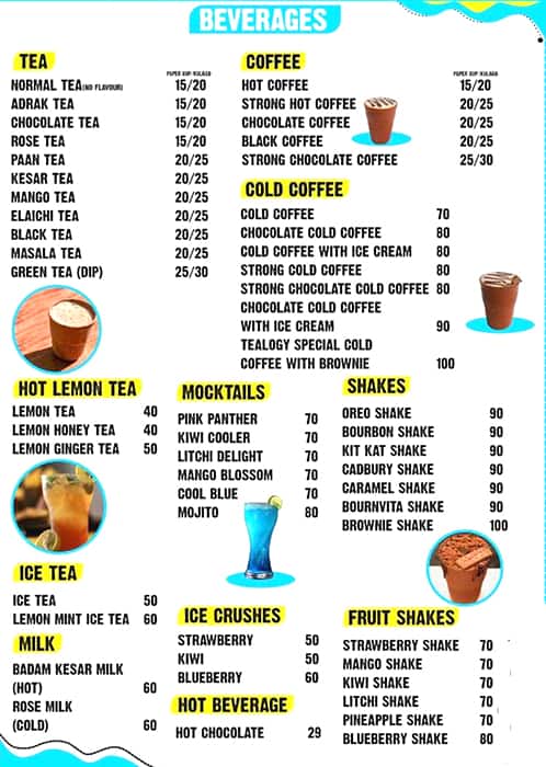 Menu of Tealogy, Kharghar, Navi Mumbai