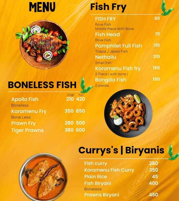 Menu of Spicy Fish Fry, Attapur, Hyderabad