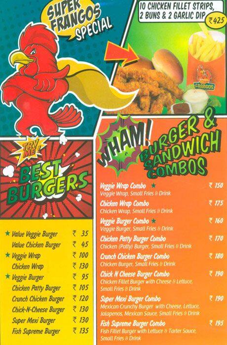 Menu at Super Frangos, Bambolim, Kerant