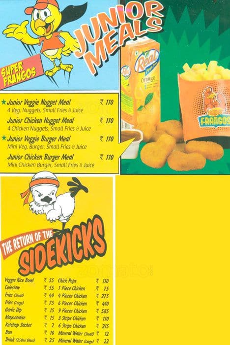 Menu at Super Frangos, Bambolim, Kerant