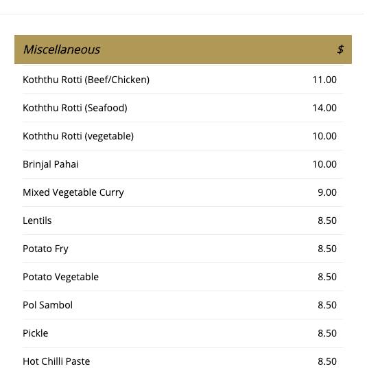 Menu at Cha's Cabin restaurant, Hallam