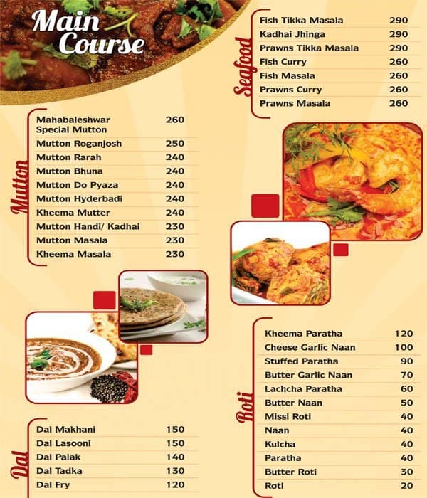 Menu at Mahableshwar Bar & Restaurant, Mumbai