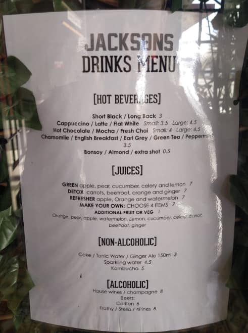 Menu at Jacksons Lounge Bar, Toorak