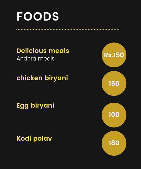 Menu of Raj's Kitchen, Amberpet, Hyderabad
