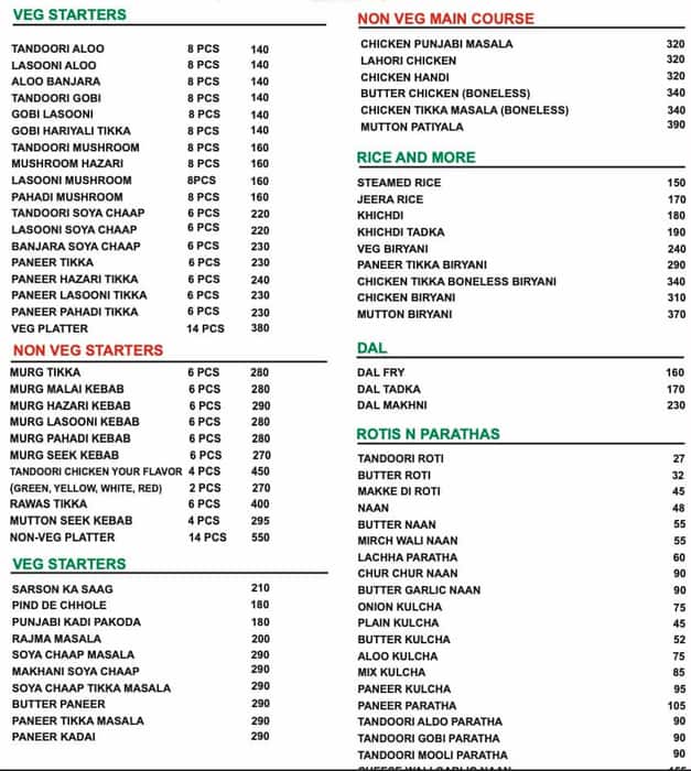 Menu of Taste Of Punjab Express, Vashi, Navi Mumbai