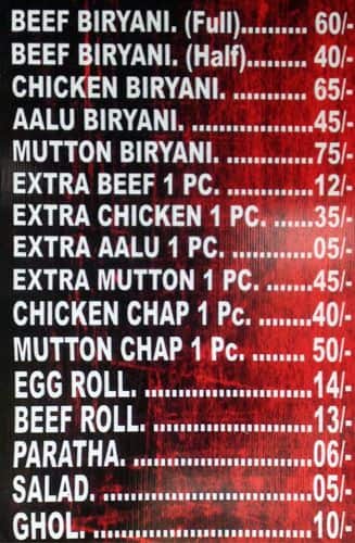 Ashraf Biryani Menu, Menu for Ashraf Biryani, Park Circus Area, Kolkata ...